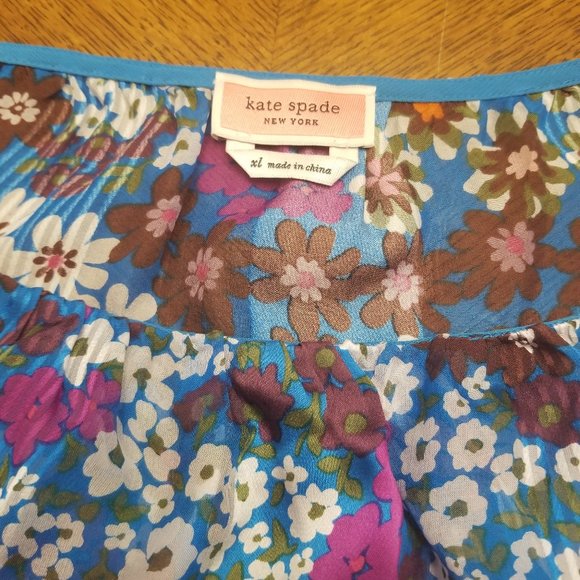 kate spade | Tops | Euc Kate Spade Blouse Flutter Along Neckline Down ...